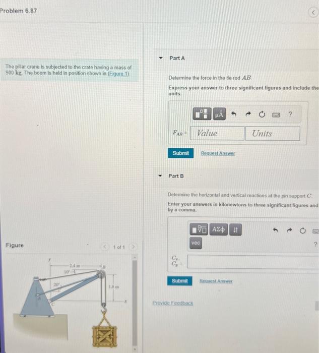 Solved The pillar crane is subjected to the crate having a | Chegg.com