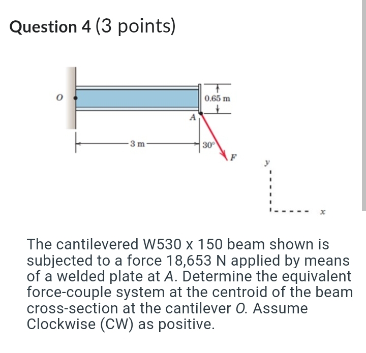 Solved Question 4 (3 ﻿points)The cantilevered W530 ﻿x 150 | Chegg.com