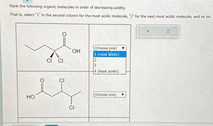 Solved Rank the following organic molecules in order of | Chegg.com