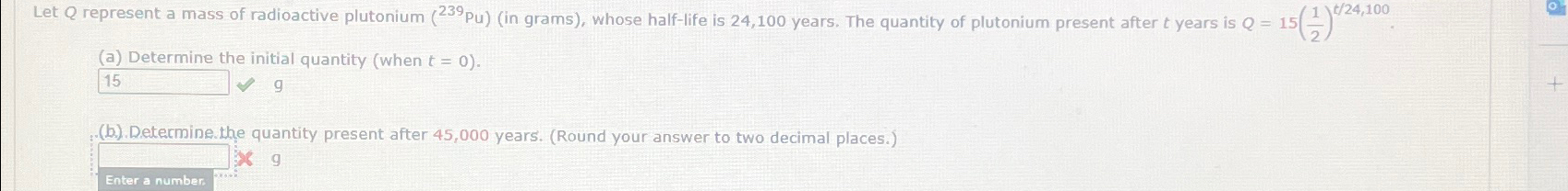 Solved (a) ﻿Determine the initial quantity (when t=0 ).9(b). | Chegg.com