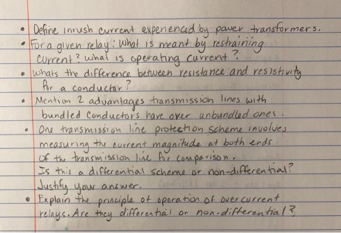 Solved Define inrush current experienced by paver | Chegg.com