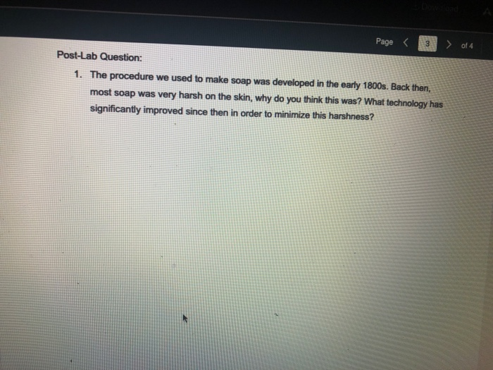 Solved Page of 4 Post-Lab Question: 1. The procedure | Chegg.com