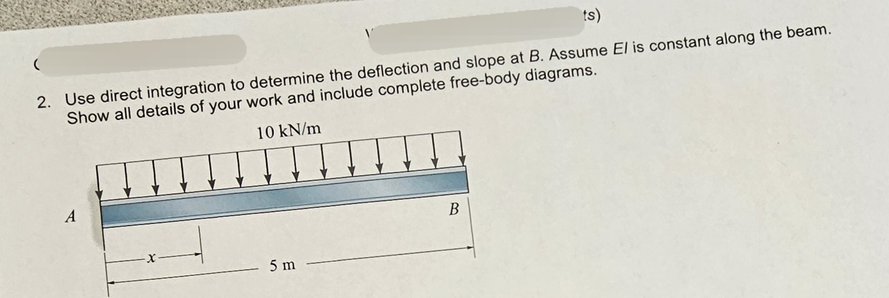 Solved ts)2. ﻿Use direct integration to determine the | Chegg.com