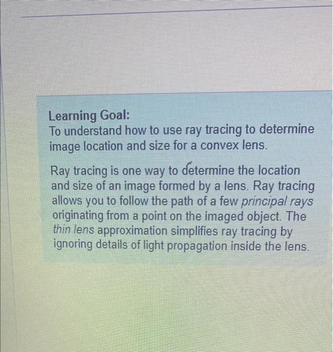 Solved Learning Goal: To understand how to use ray tracing | Chegg.com