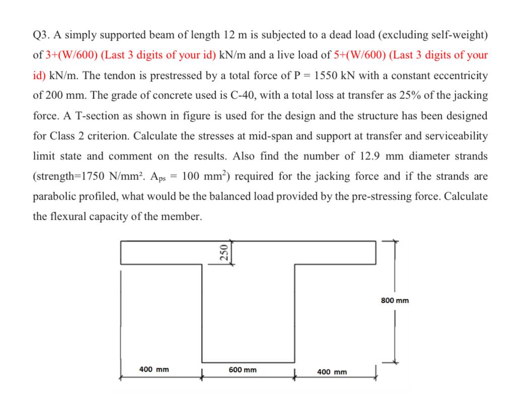 Solved Q3. ﻿A simply supported beam of length 12 ﻿m is | Chegg.com