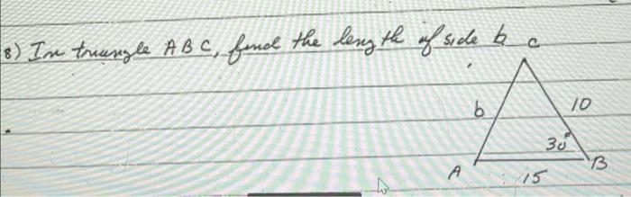 Solved 3) In truaryle ABC, find the length of side b | Chegg.com