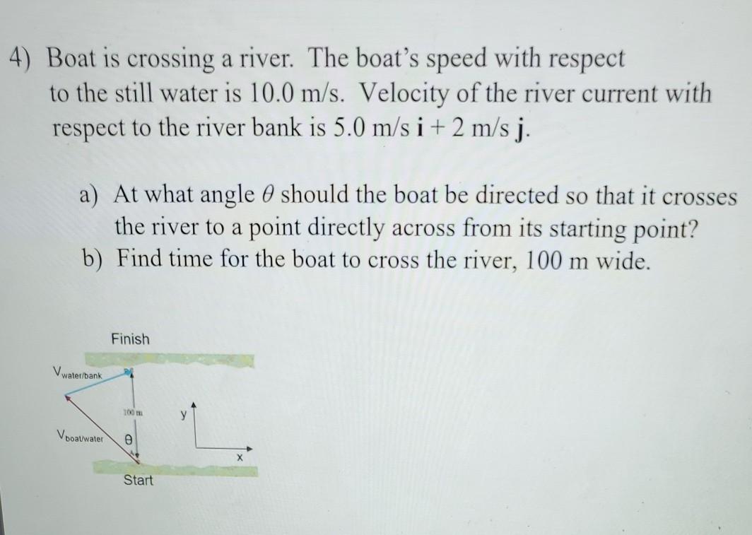 Solved 4) Boat is crossing a river. The boat's speed with | Chegg.com
