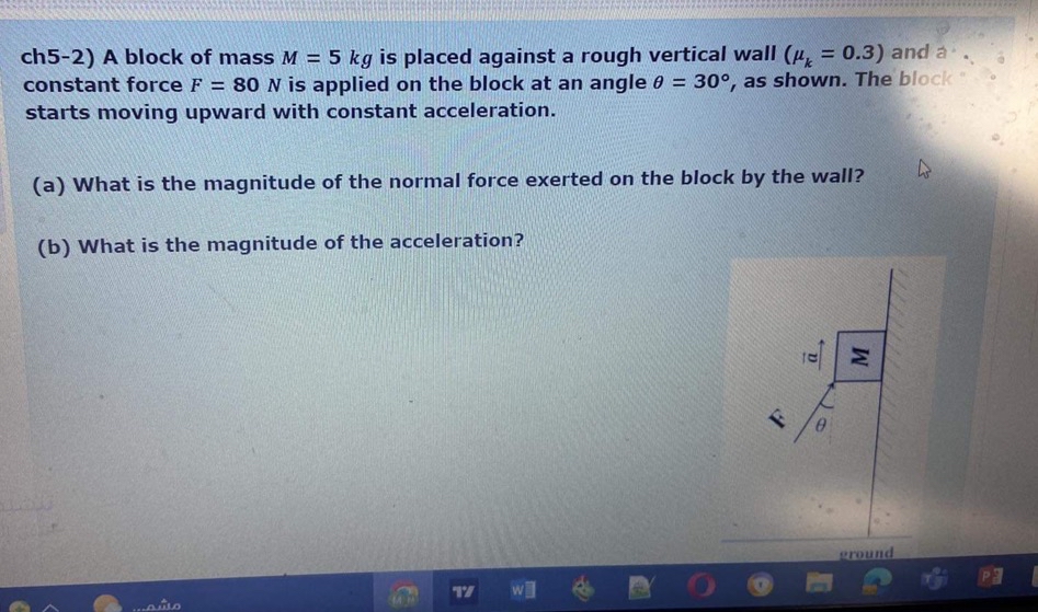 Solved ch5-2) ﻿A block of mass M=5kg ﻿is placed against a | Chegg.com