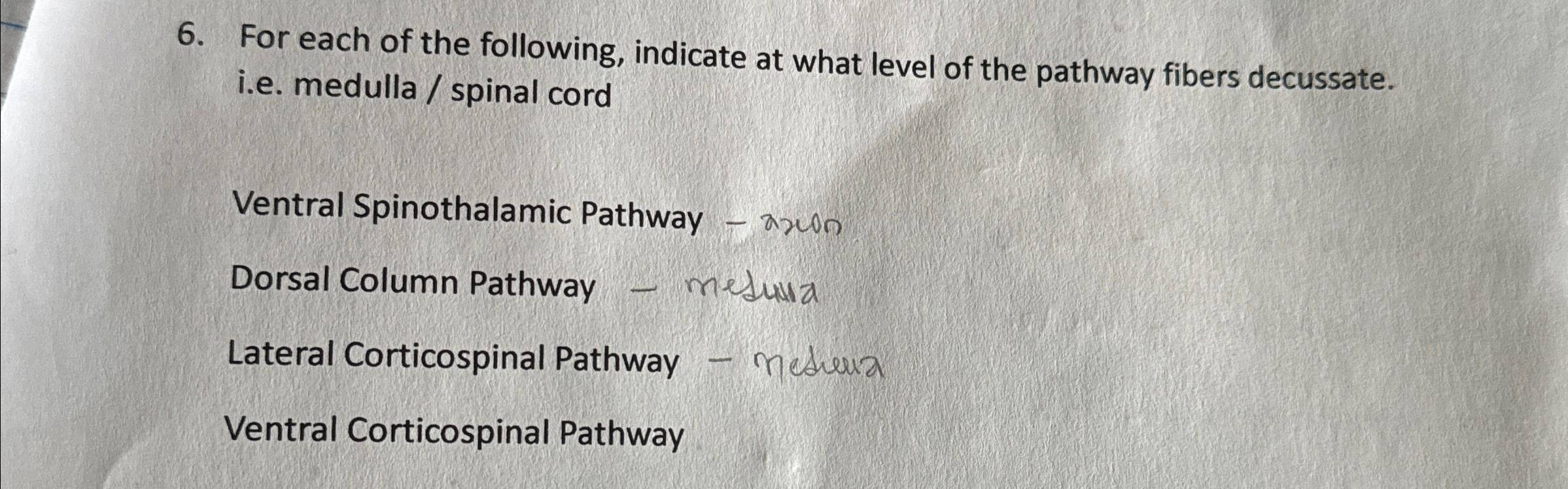 Solved For each of the following, indicate at what level of | Chegg.com