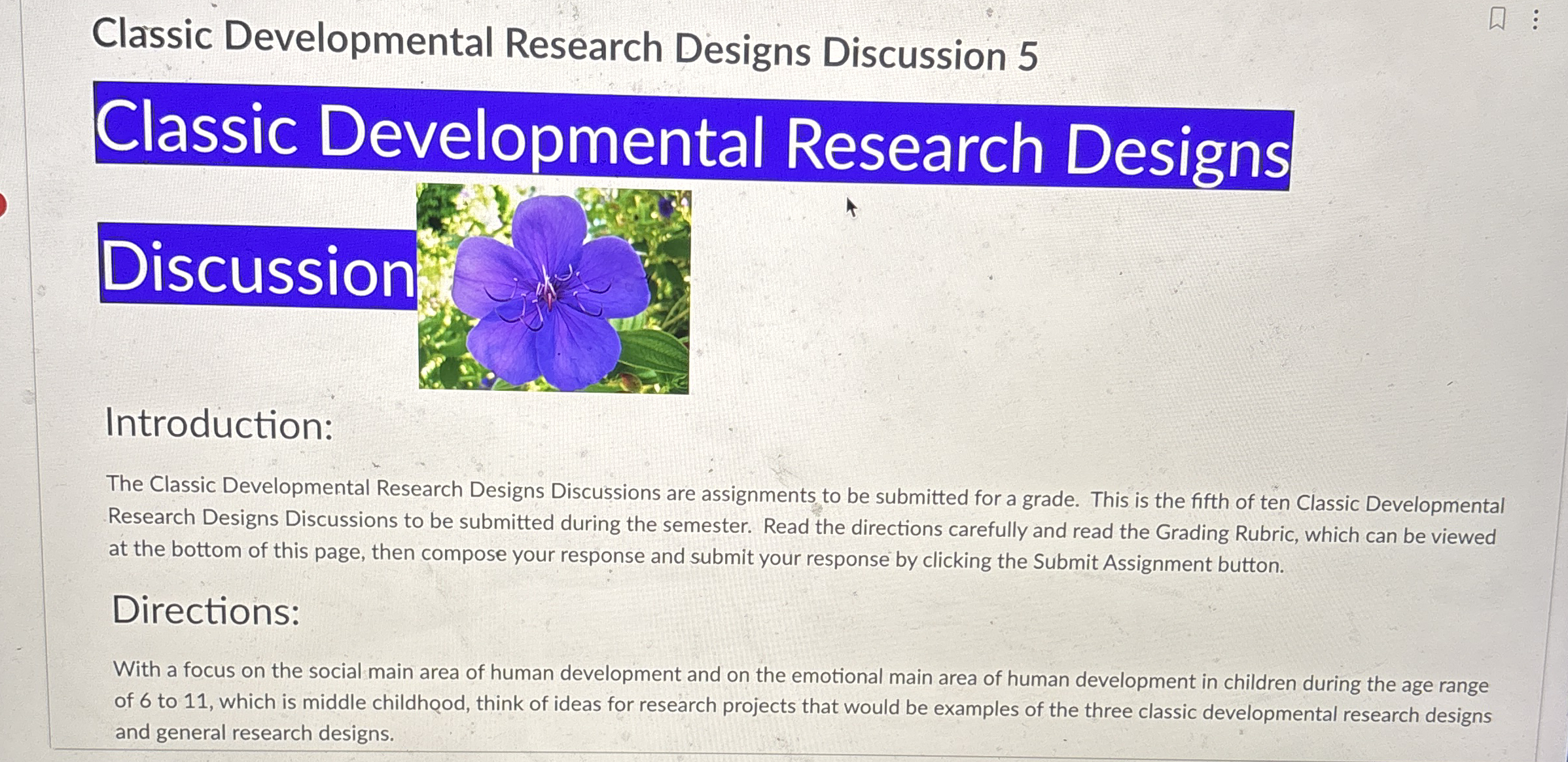 Solved Classic Developmental Research Designs Discussion | Chegg.com