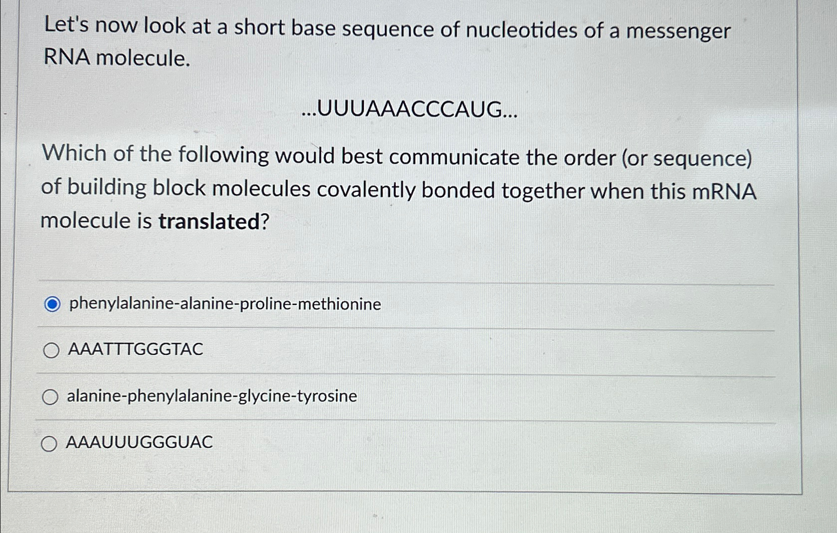 Solved Let's now look at a short base sequence of | Chegg.com