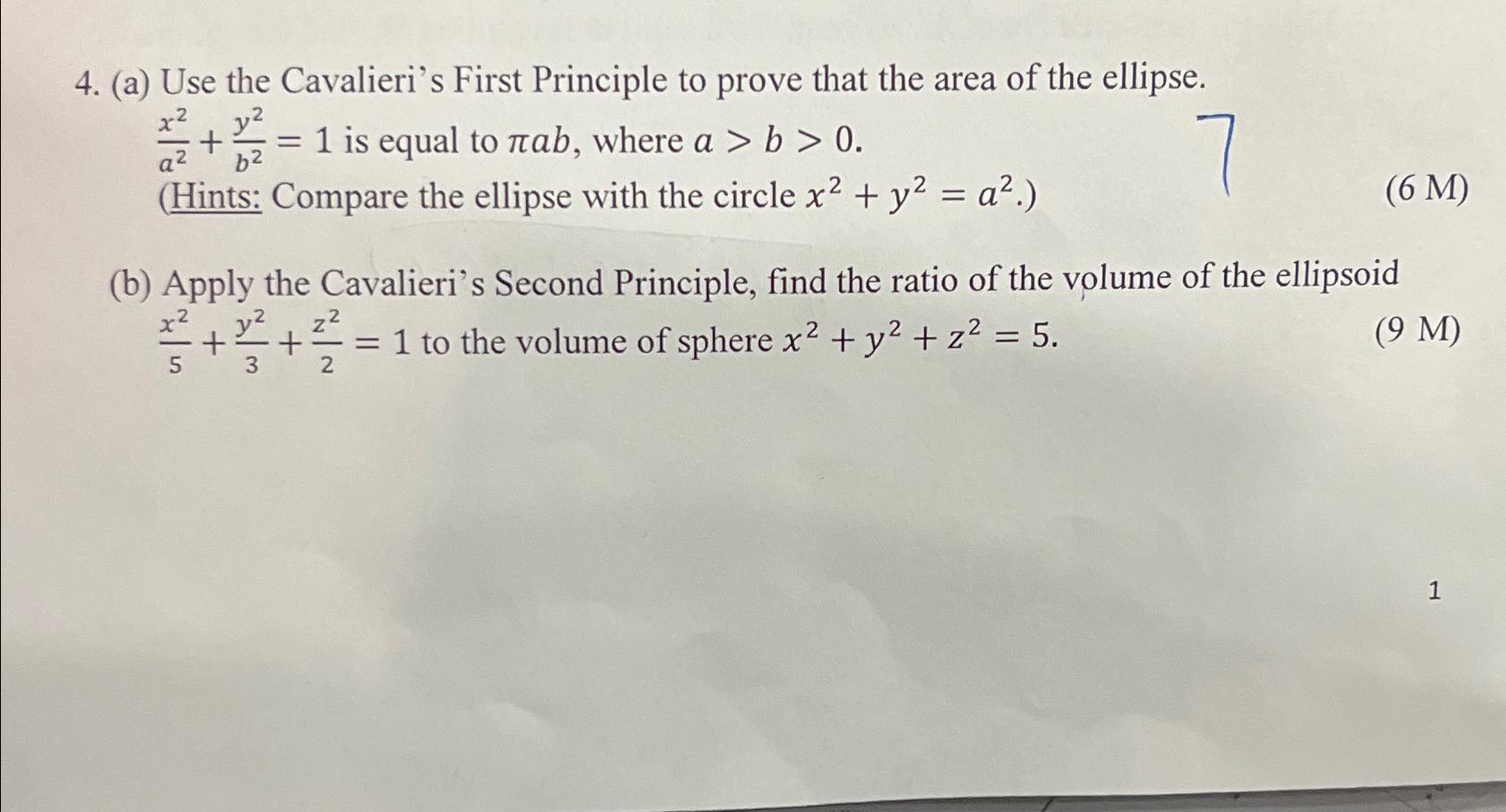 Solved (a) ﻿Use the Cavalieri's First Principle to prove | Chegg.com