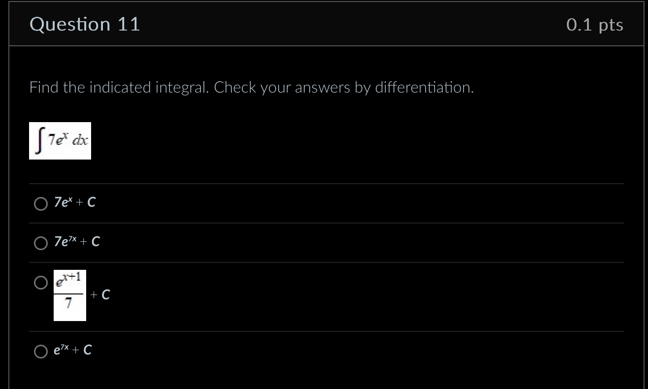 Solved Question 11Find the indicated integral. Check your | Chegg.com