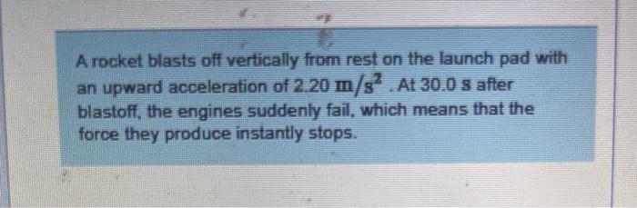 Solved A rocket blasts off vertically from rest on the | Chegg.com