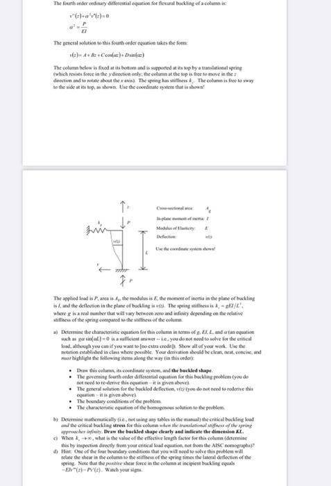 Solved The Fourth Order Ordinary Differential Equation For