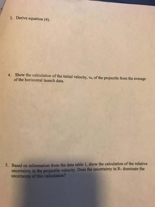 Solved LAB REPORT FORM PROJECTILE MOTION 2U R JAR- AR Data | Chegg.com