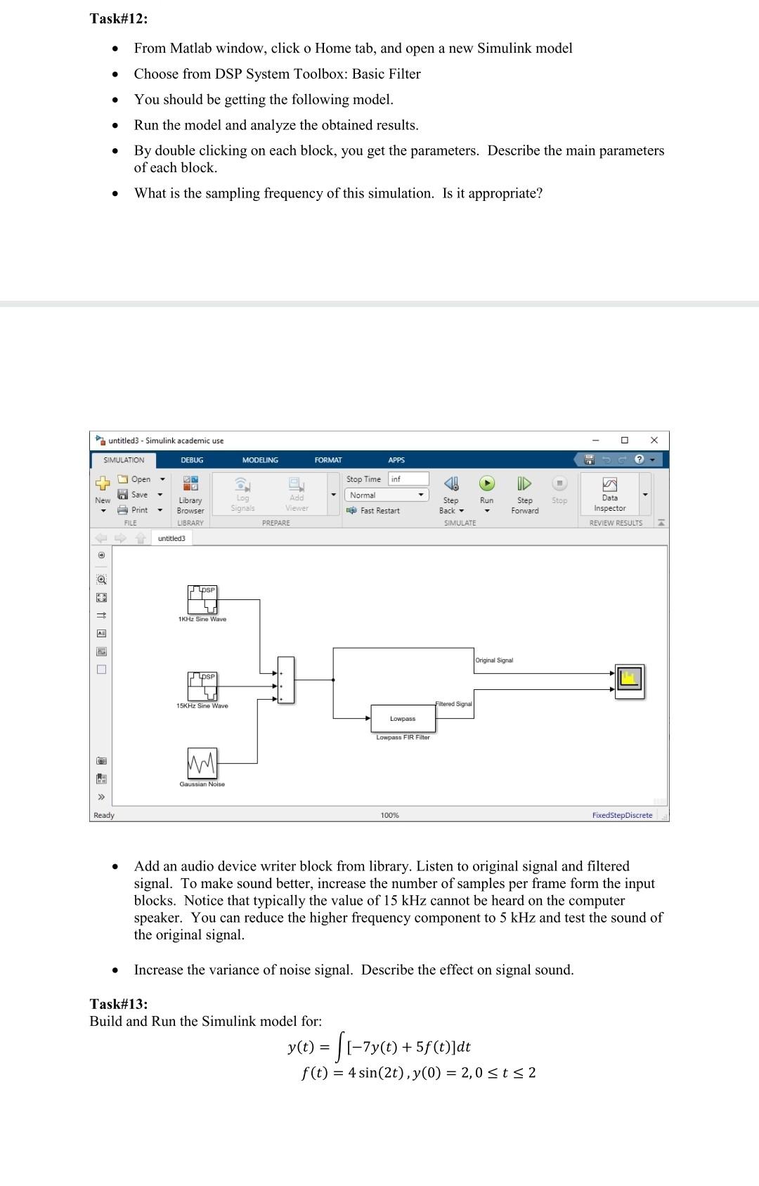 Solved Task#12: - From Matlab window, click o Home tab, and | Chegg.com