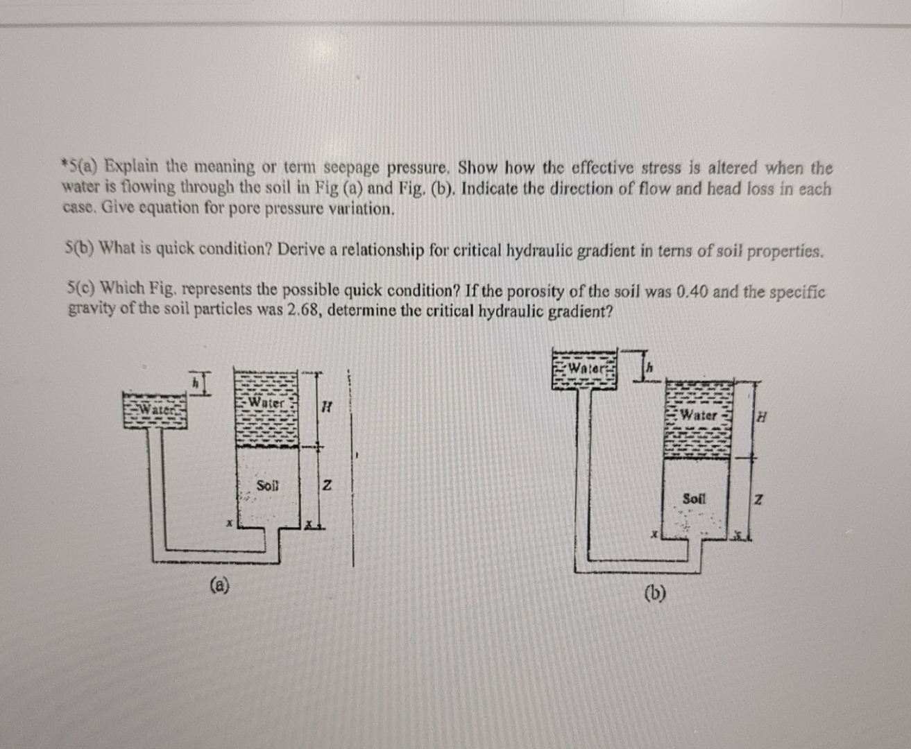 Solved *S(a) ﻿Explain the meaning or term seepage pressure. | Chegg.com