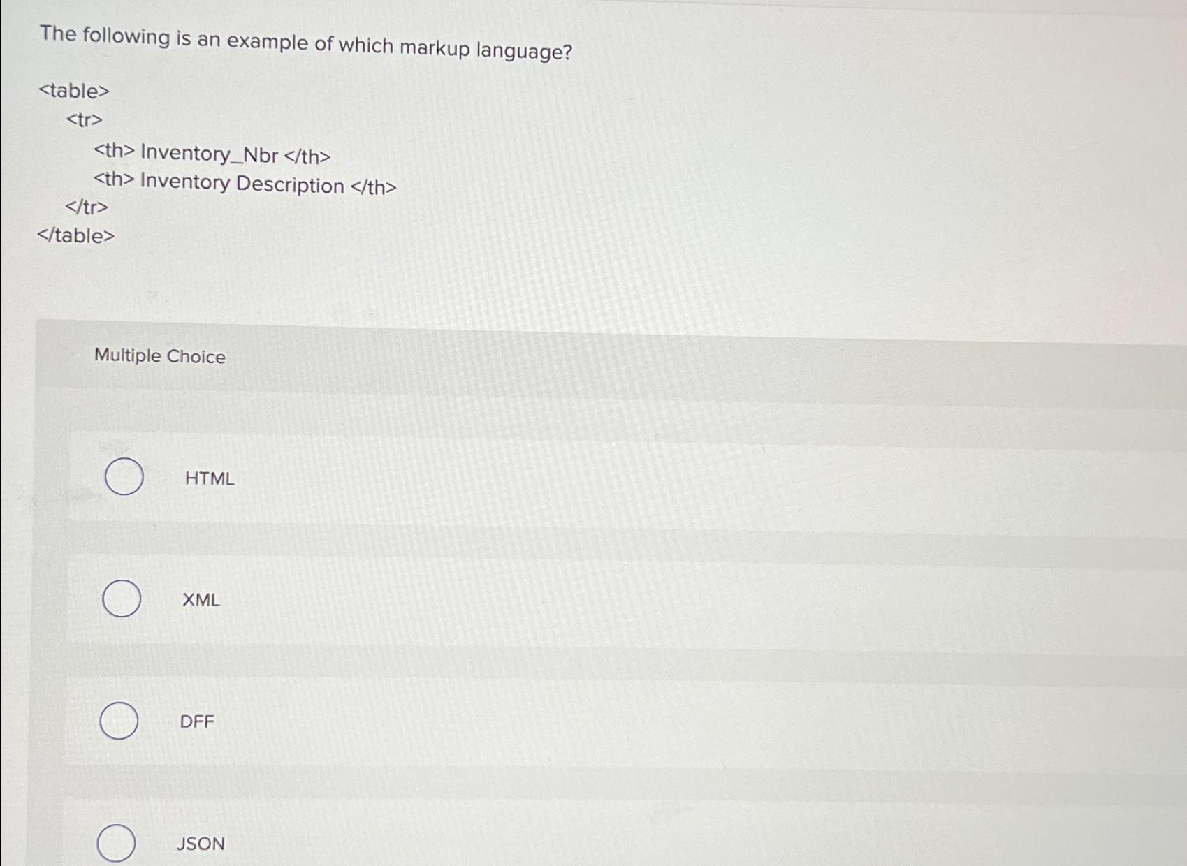 Solved The following is an example of which markup | Chegg.com
