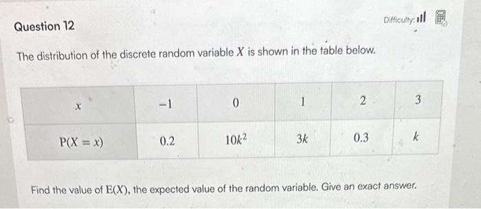 Solved The distribution of the discrete random variable X is | Chegg.com