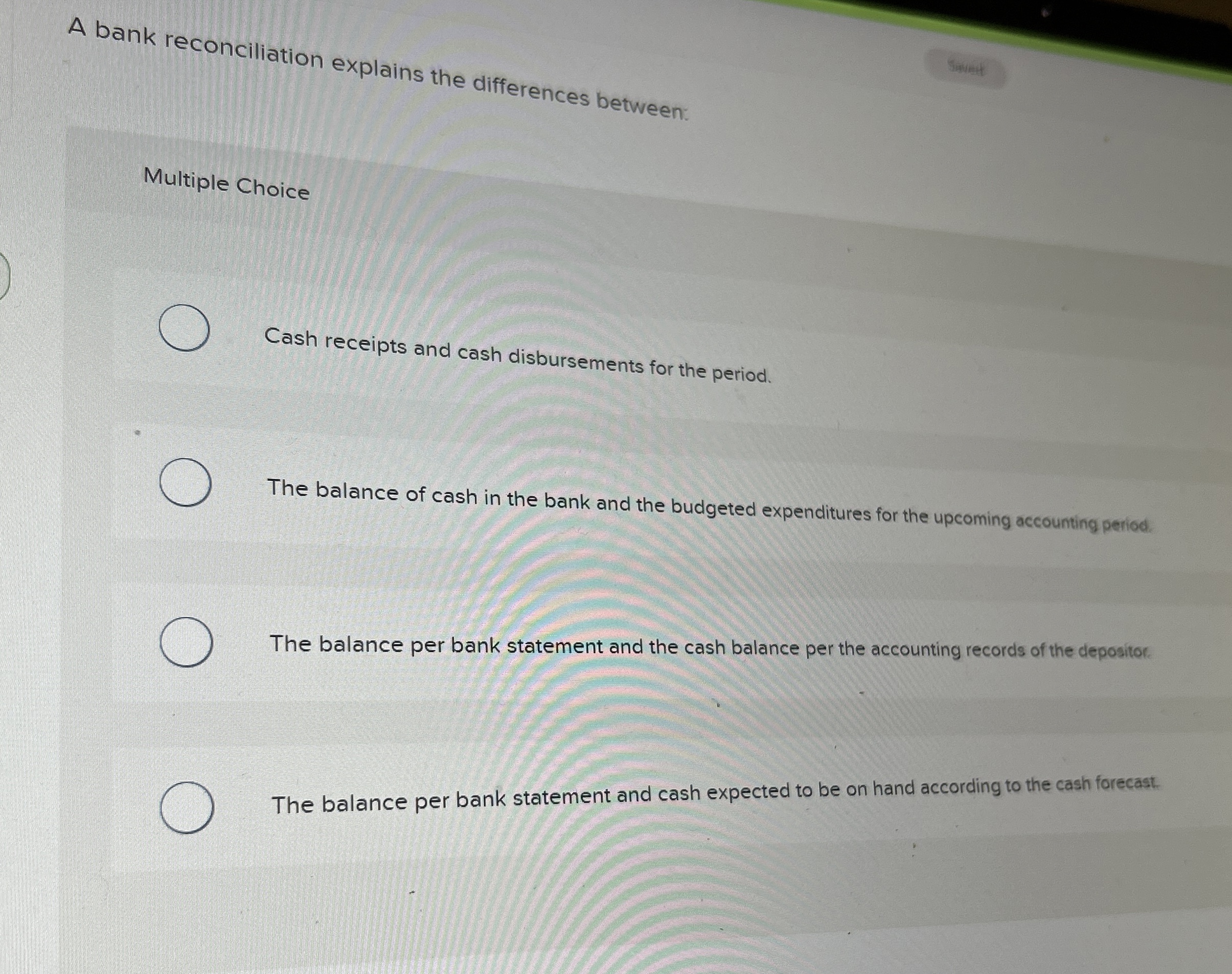 Solved A bank reconciliation explains the differences | Chegg.com