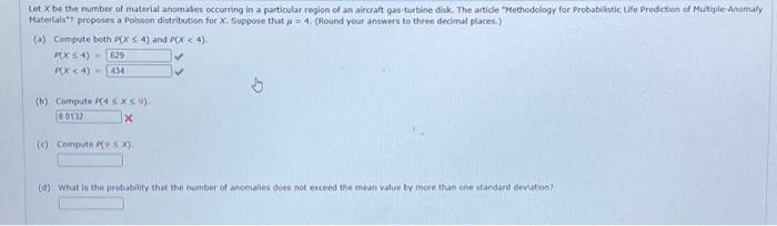 Solved Let X be the number of material anomales occurring in | Chegg.com