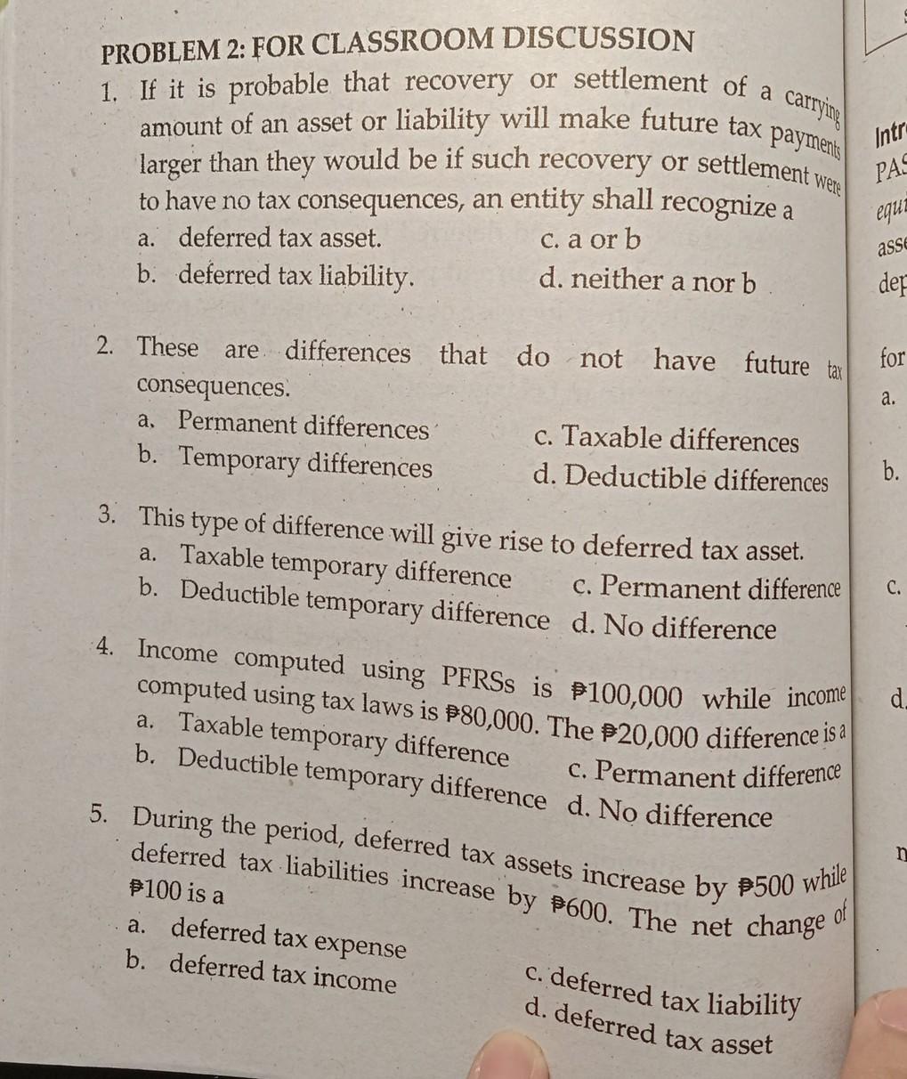 Solved carrying PROBLEM 2: FOR CLASSROOM DISCUSSION 1. If it | Chegg.com