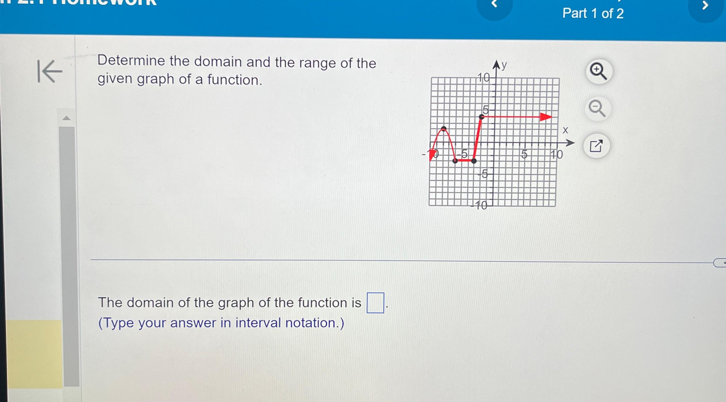 Solved Part 1 ﻿of 2Determine the domain and the range of the | Chegg.com
