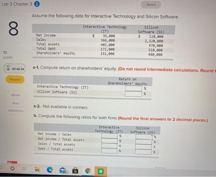 Solved Lab 3 Chapter 36 Saved Assume the following data for | Chegg.com