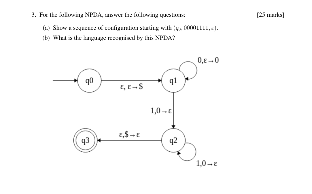 Solved For The Following Npda Answer The Following