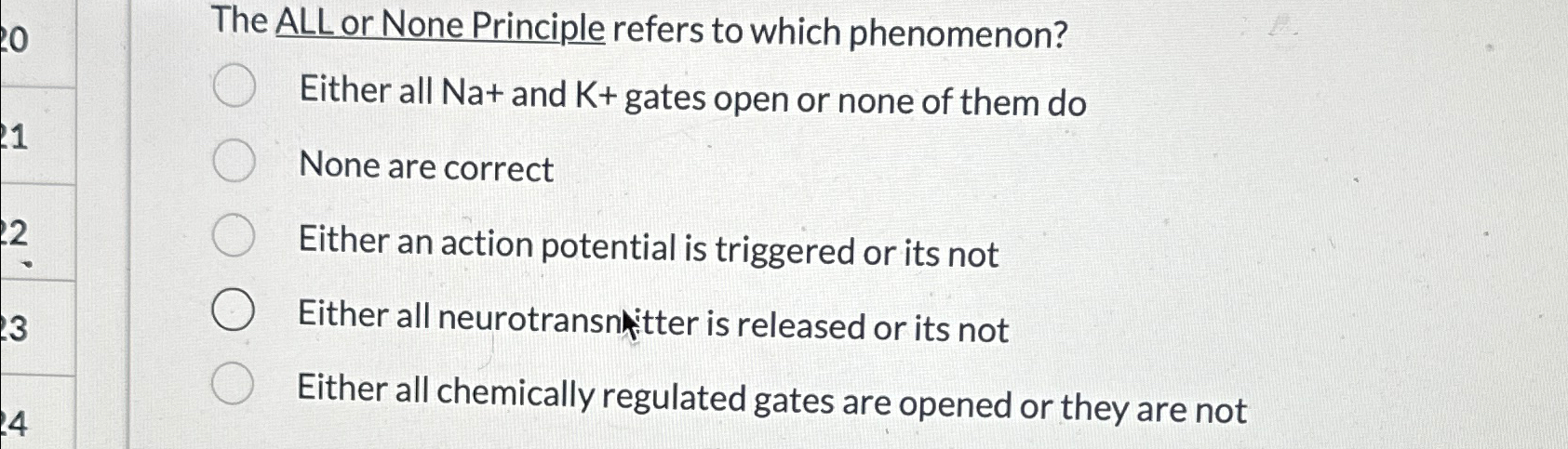 Solved The ALL or None Principle refers to which | Chegg.com