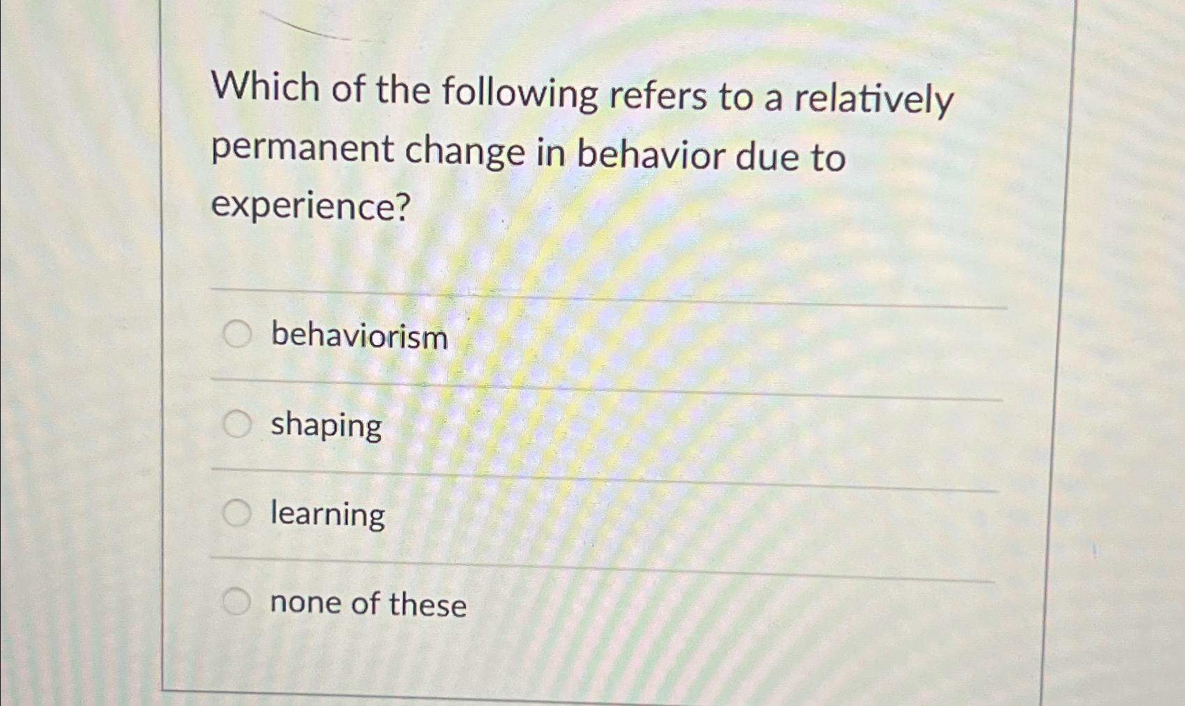 Solved Which of the following refers to a relatively | Chegg.com
