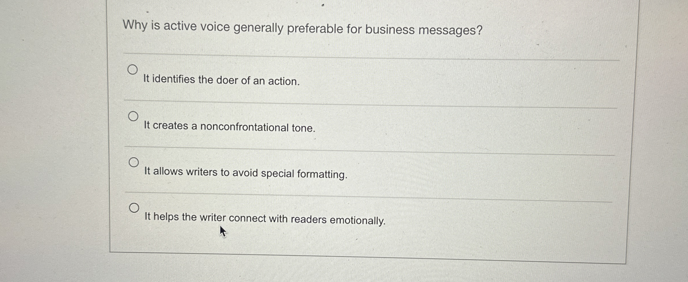 Solved Why is active voice generally preferable for business | Chegg.com