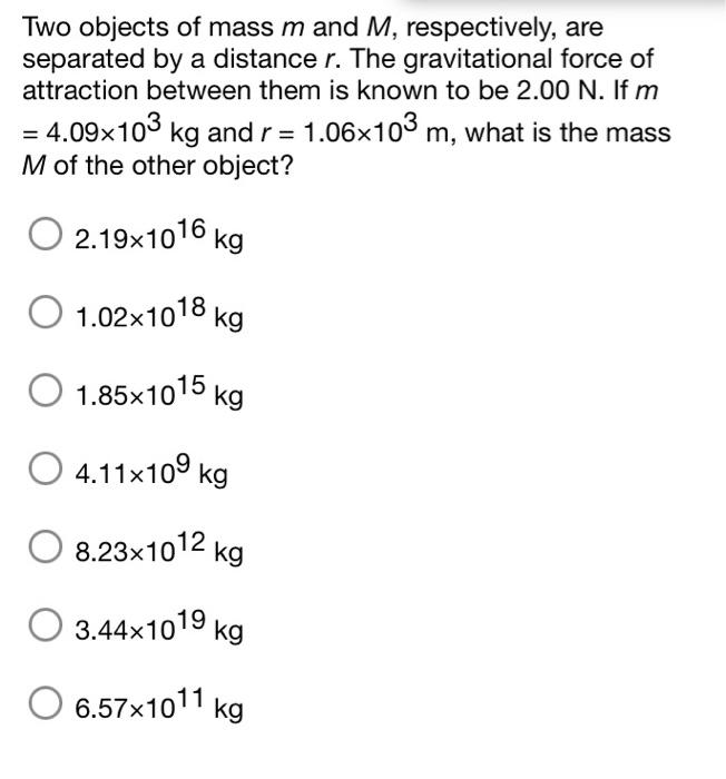 Solved Two Objects Of Mass M And M Respectively Are