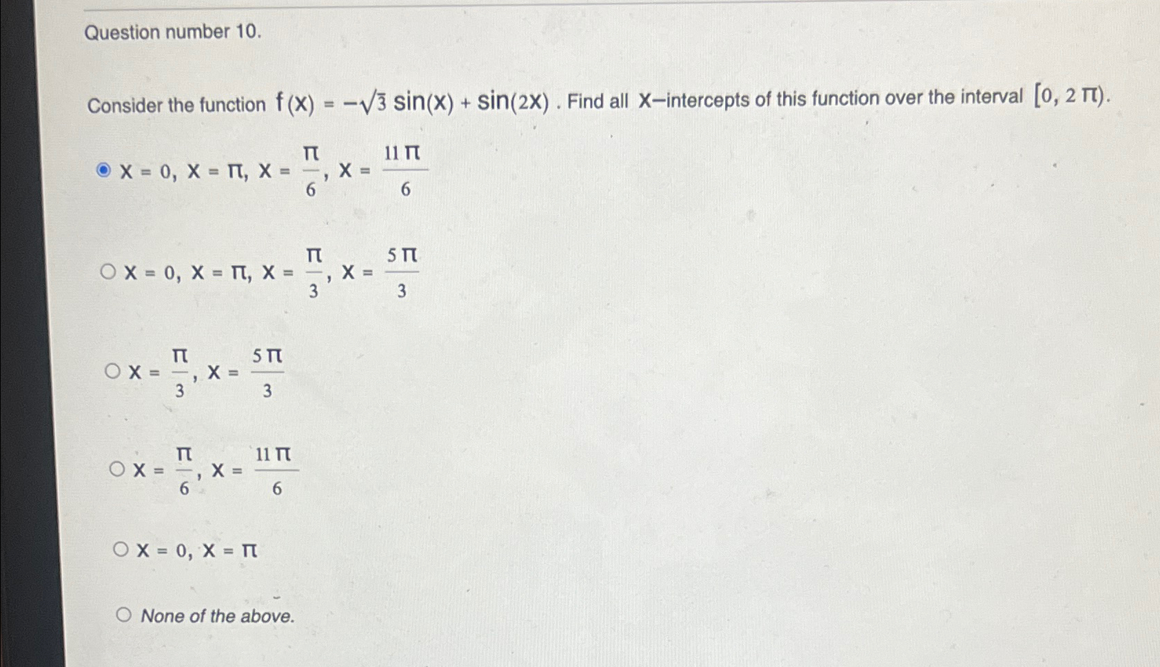 Solved Question number 10.Consider the function | Chegg.com