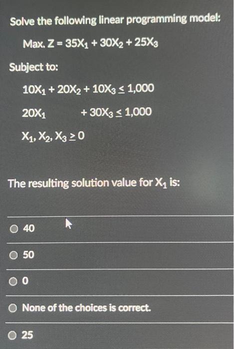 Solved Solve the following linear programming model: Max, Z | Chegg.com