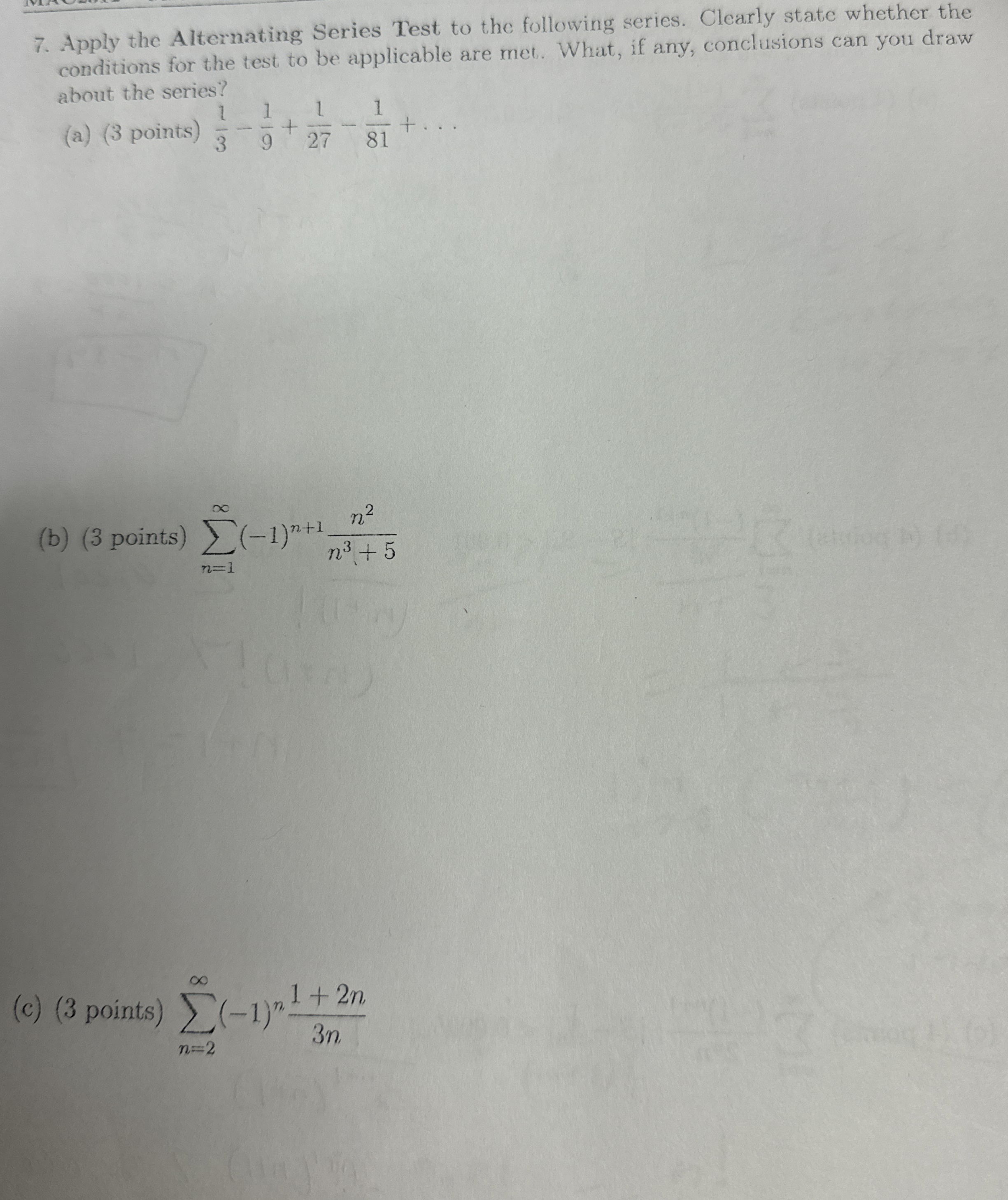 Solved Apply the Alternating Series Test to the following | Chegg.com