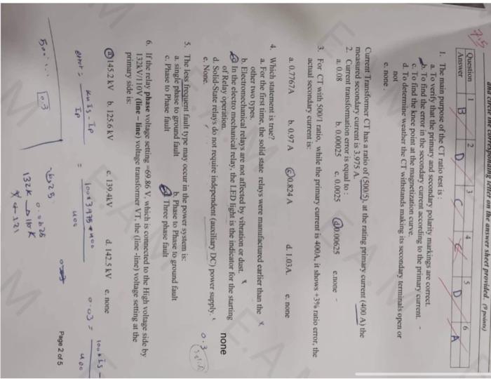 1. The main purpose of the CT ratio test is: a. To | Chegg.com