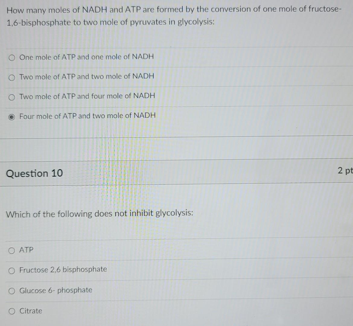 Solved How many moles of NADH and ATP are formed by the | Chegg.com