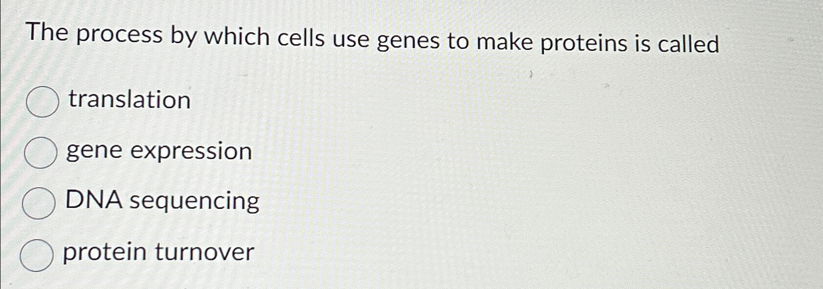 Solved The process by which cells use genes to make proteins | Chegg.com