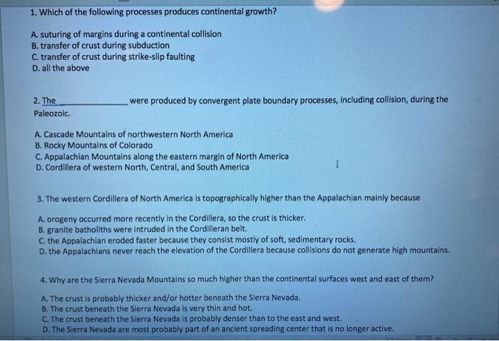 Solved 1. Which of the following processes produces | Chegg.com