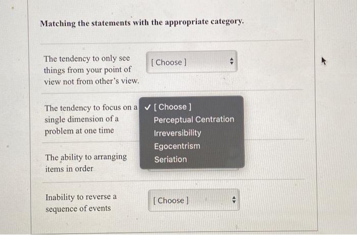 Solved Matching the statements with the appropriate | Chegg.com