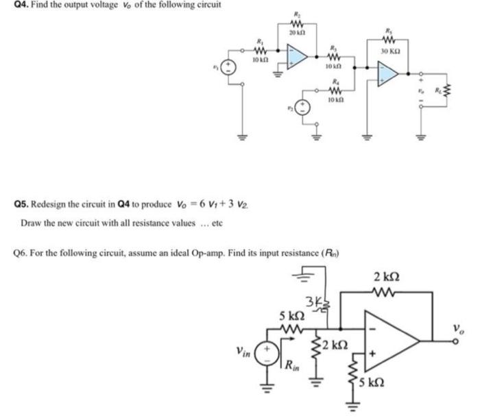 Solved Q4. Find the output voltage V0 of the following | Chegg.com