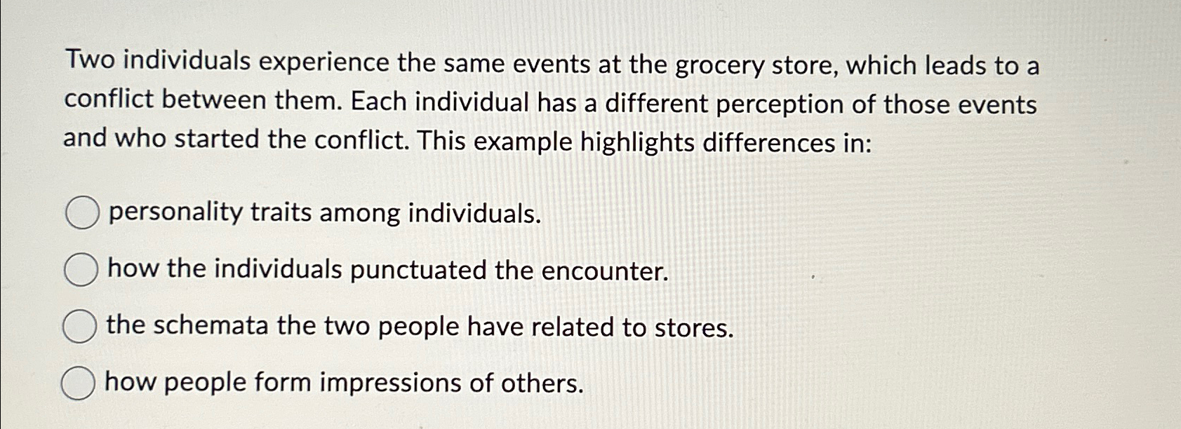 Solved Two individuals experience the same events at the | Chegg.com