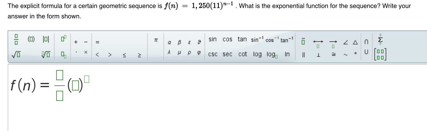 Solved The explicit formula for a certain geometric sequence | Chegg.com