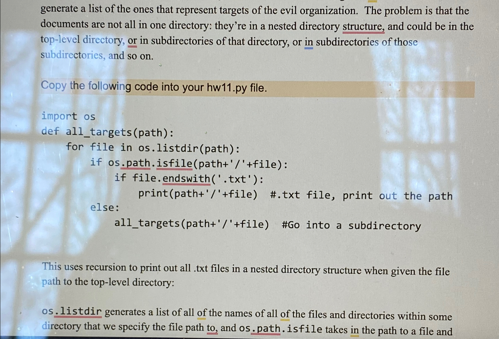 Solved generate a list of the ones that represent targets of | Chegg.com