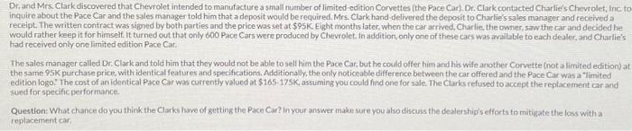 Dr, and Mrs. Clark discovered that Chevrolet intended | Chegg.com