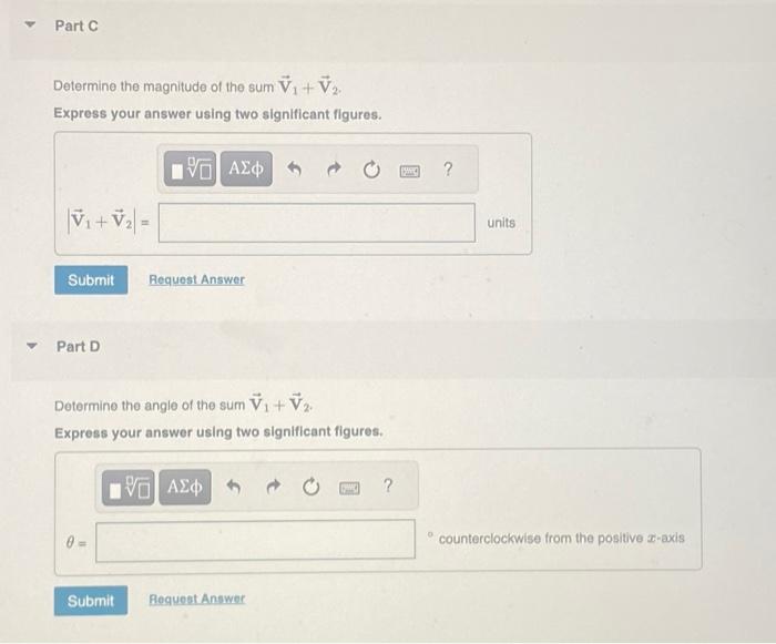 Solved Vector V1 is 6.0 units long and points along the | Chegg.com