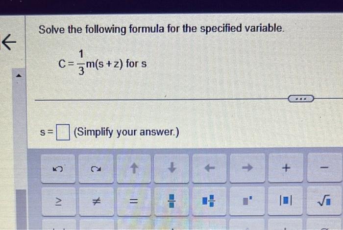 Solved Solve the following formula for the specified | Chegg.com
