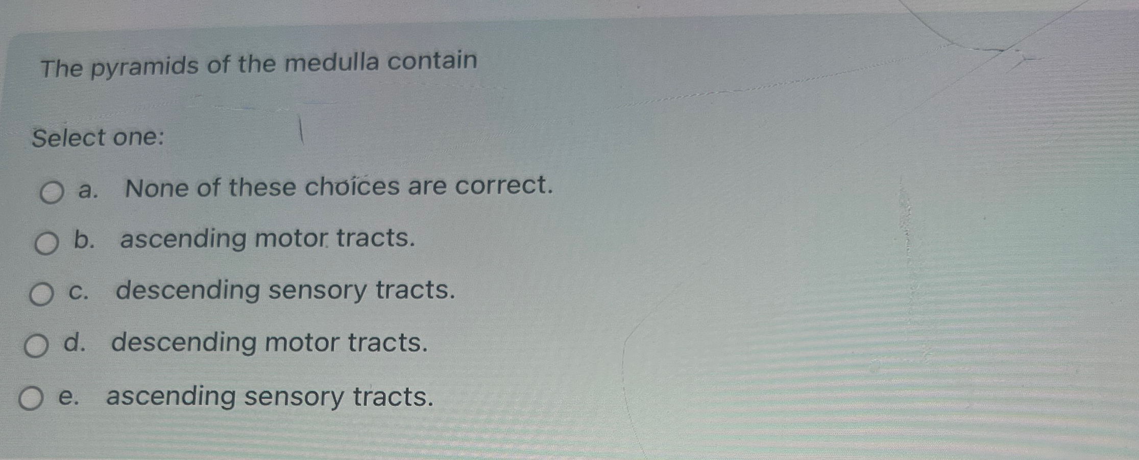 Solved The pyramids of the medulla containSelect one:a. | Chegg.com